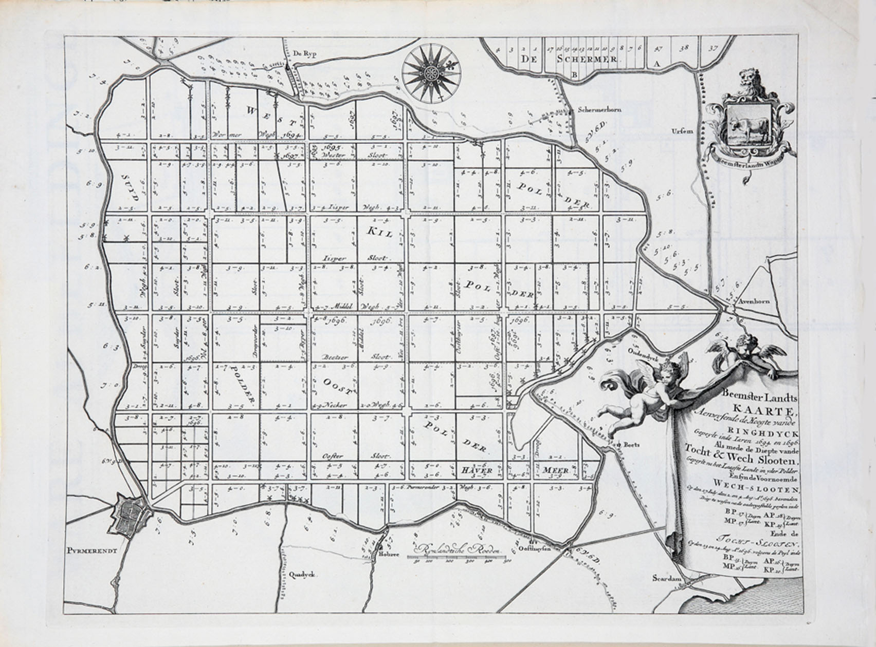 Collection of 6 maps of the Beemster polder 1644-1979