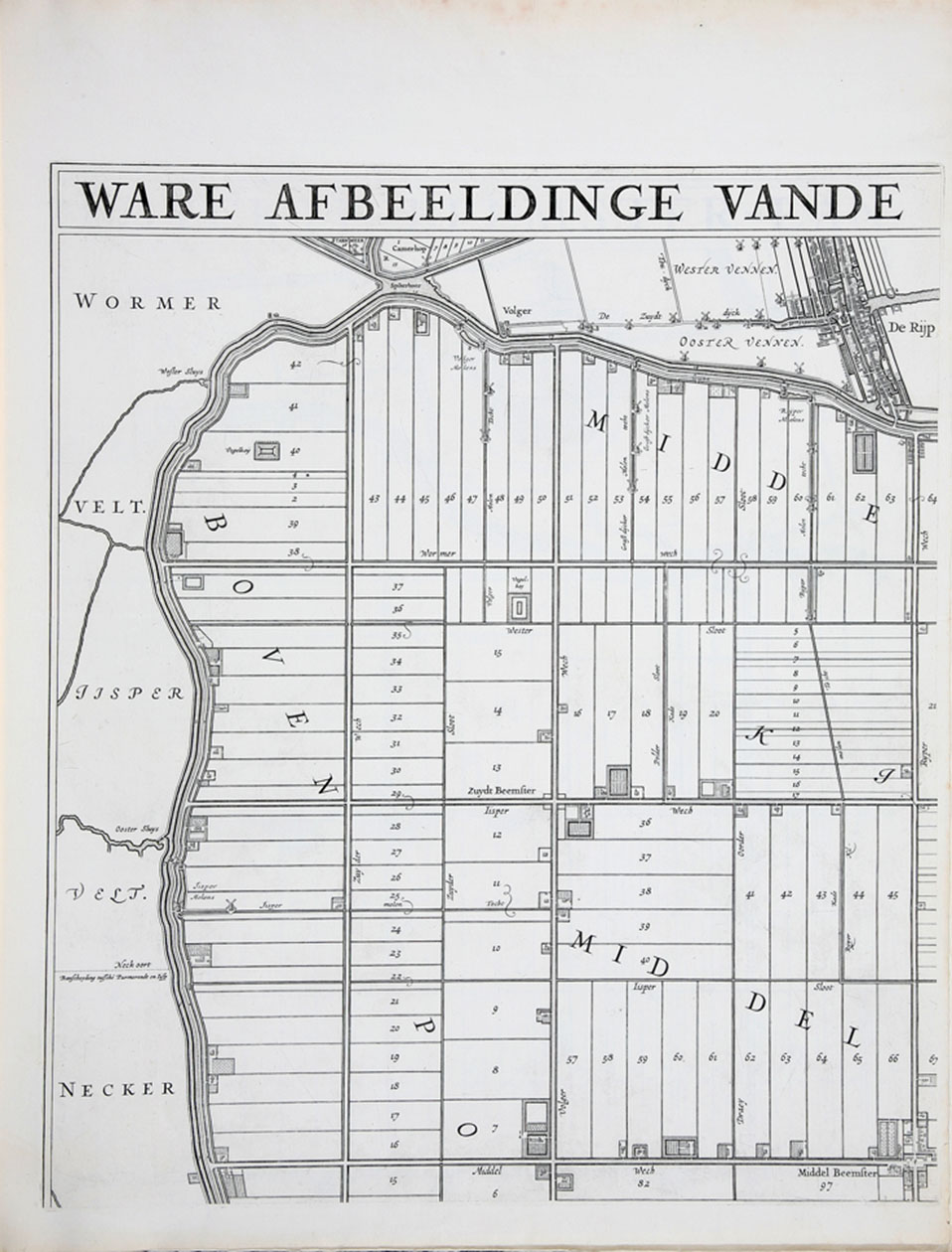 Collection of 6 maps of the Beemster polder 1644-1979