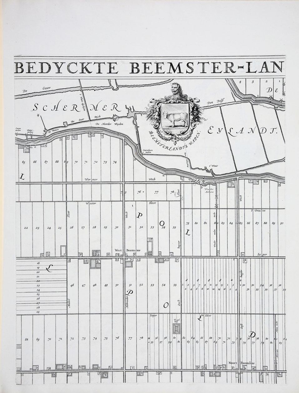 Collection of 6 maps of the Beemster polder 1644-1979